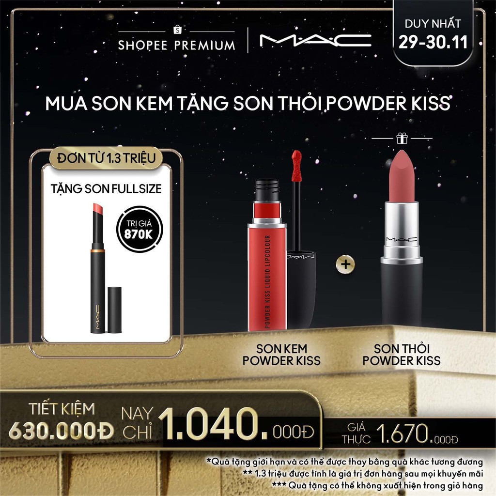 [ĐỘC QUYỀN 29-30.11] MAC - Bộ 2 món: Son kem Powder Kiss Liquid ...