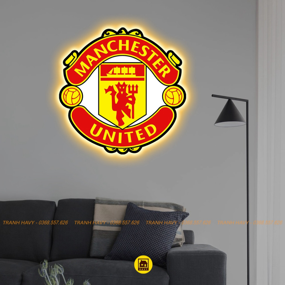 Logo LED Mica Tráng Gương CLB Manchester United In UV 8K Cao Cấp ...