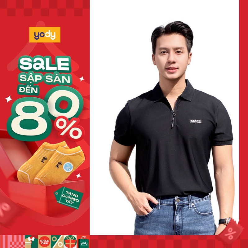 [SALE 30%] Áo polo nam Yody thể thao nẹp khóa cổ năng động co dãn thoải ...