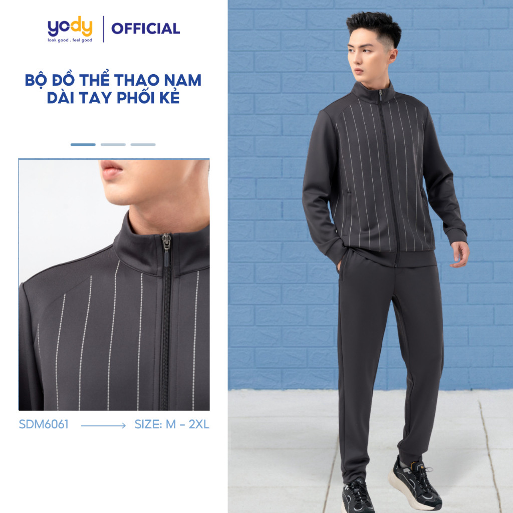 [SALE 30%] Bộ đồ thể thao nam Yody Set Đồ Thể Thao Nam Phối Họa Tiết Kẻ ...