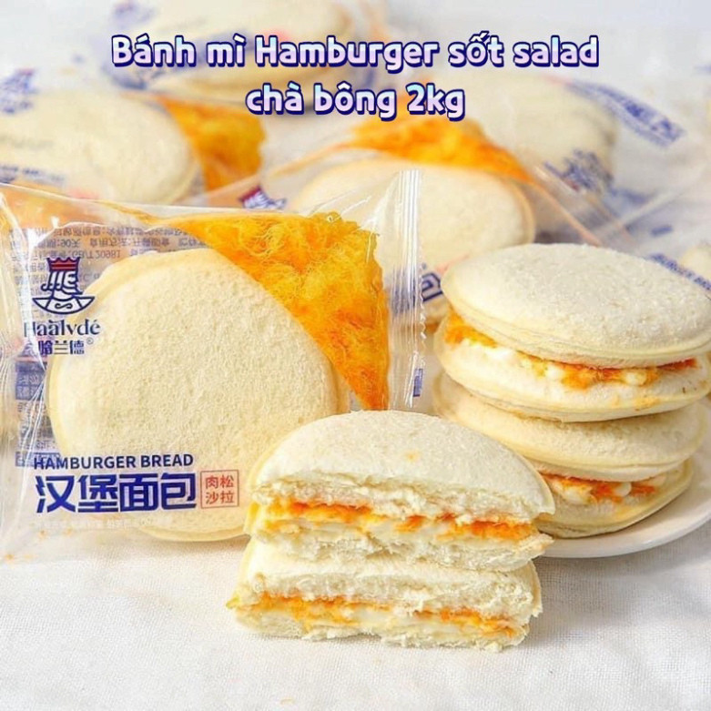 (lẻ) Bánh Mì HAMBURGER SỐT CHÀ, bánh mì chà bông hamburger mềm thơm ...