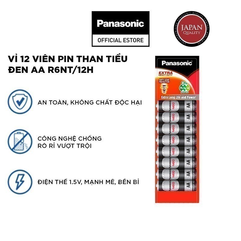 Vỉ 12 viên Pin Than Panasonic AA R6NT/12H (Đen) – Hàng Chính Hãng ...
