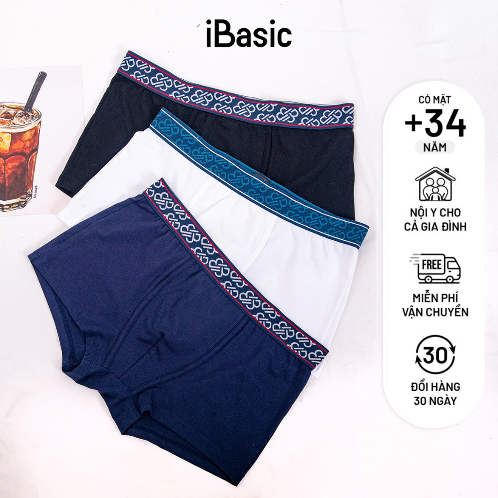 [MUA 2 TẶNG 1] Combo 3 quần lót nam trunk iBasic cotton USA kháng khuẩn ...