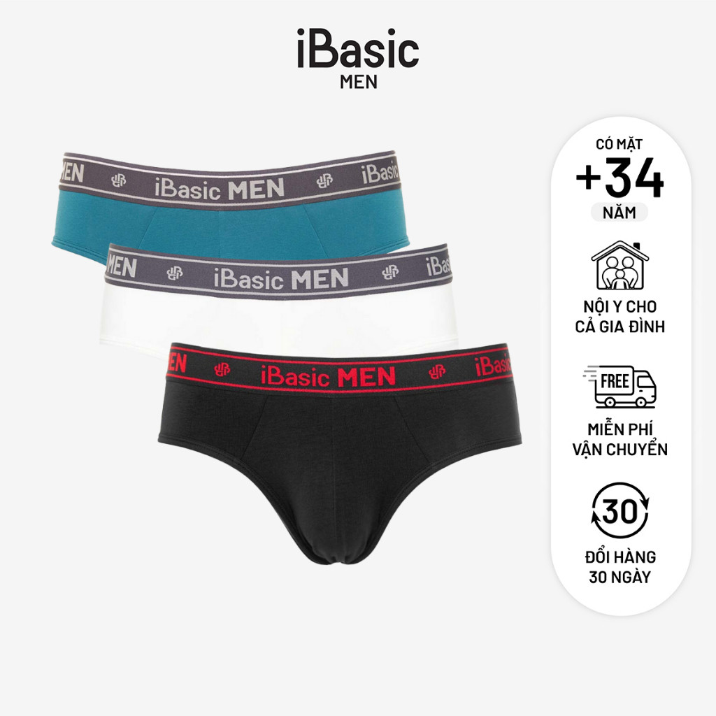 [MUA 2 TẶNG 1] Combo 3 quần lót nam iBasic Brief cotton USA kháng khuẩn ...