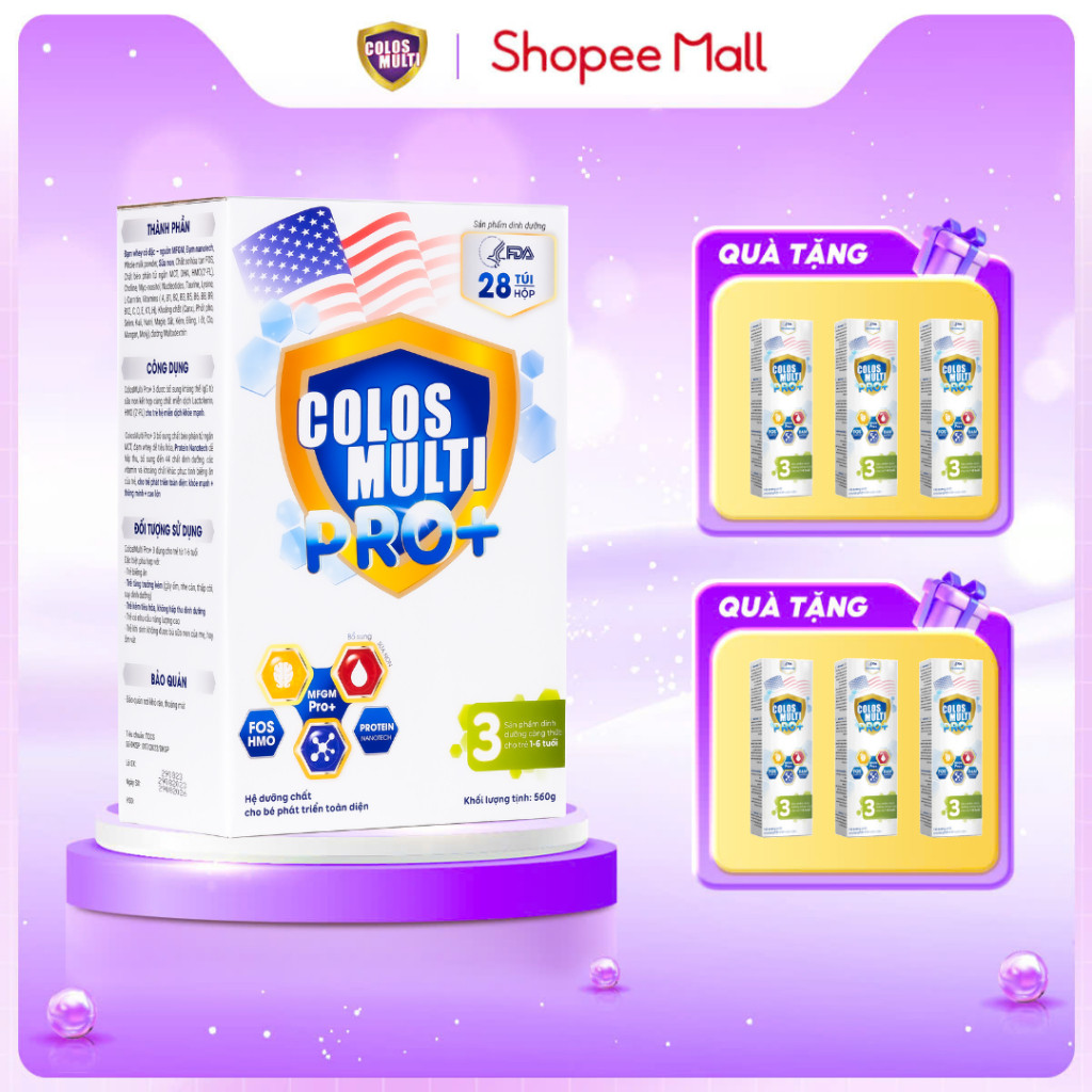 [Quà tặng] Sữa Bột Colosmulti Pro+ 3 560g/28túi | Shopee Việt Nam