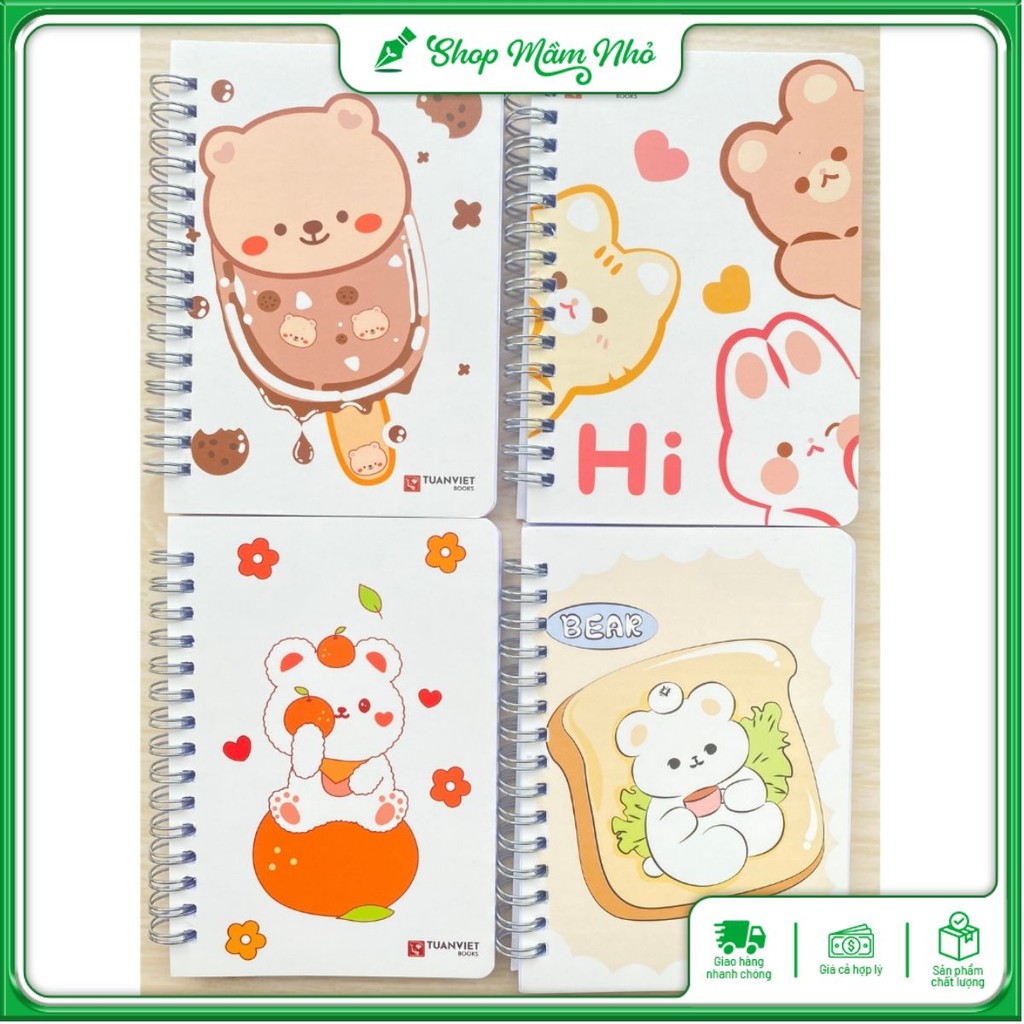 Sổ lò xo kẻ ngang 200 trang A6 Bìa Hoạt Hình Dễ Thương | Shopee Việt Nam