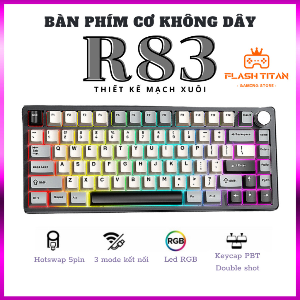Bàn Phím Cơ Không Dây Dark Alien R83 - Led Mạch Xuôi - Keycap PBT ...