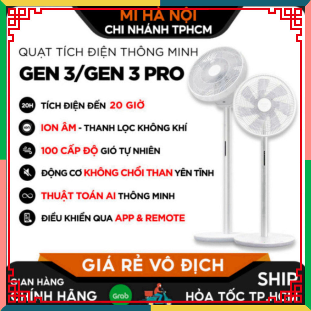 Quạt Tích Điện Thông Minh Smartmi Gen 3/ Gen 3 Pro, tao Ion âm thanh ...