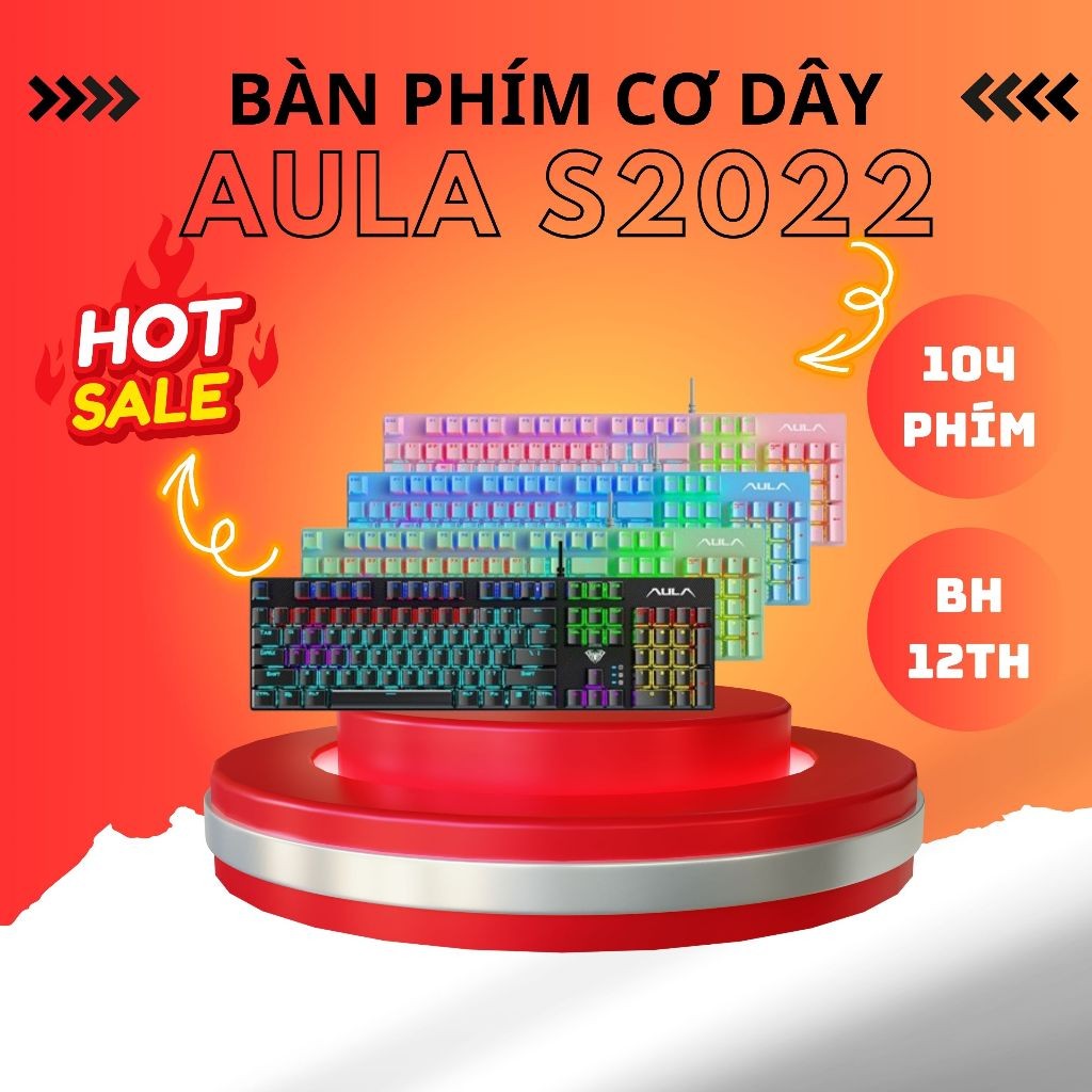 Bàn Phím Cơ Chơi Game AULA S2022 Marco 26 Phím Có Hiệu Ứng Dạ Quang Và Đèn LED Phát Sáng bảo ...
