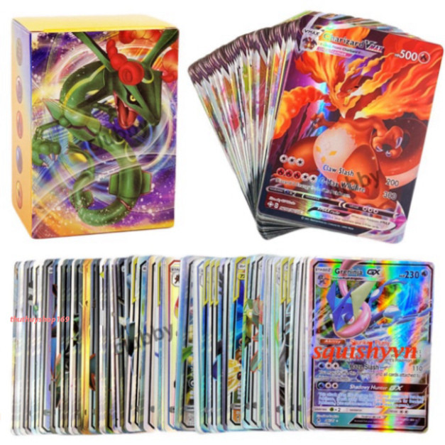Bộ 100 Thẻ Bài Pokemon Rare Charizard Vmax Gx Thẻ Cầu Vồng đồ giải trí ...