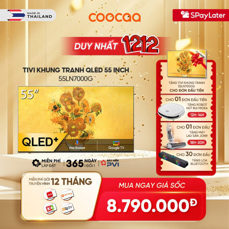 Smart tivi 55 inch Qled 4K tivi Khung Tranh Google Frame tivi coocaa -1 ...
