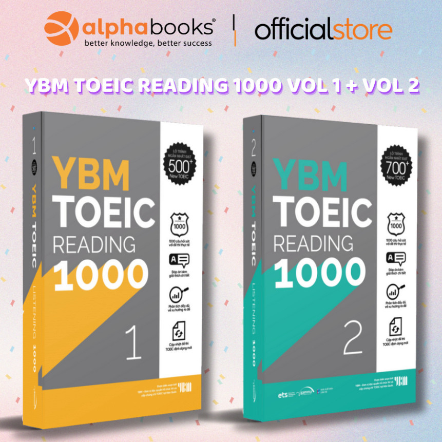 Sách: Combo YBM TOEIC Reading 1000 Vol 1 + Vol 2 - 1000 Câu Hỏi Bám Sát Đề Thi Thật, Cập Nhật ...