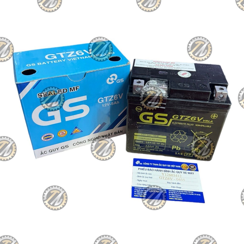 Bình ắc quy GS GTZ6V (12V-5AH) cho xe Air Blade, Click, Vario, Vision, SH Mode, SH, PCX, Janus ...