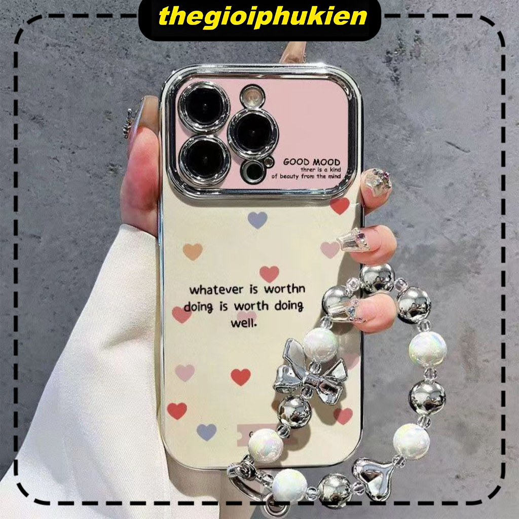 Ốp lưng iphone khung camera mạ kim Trái tim good mood dành cho ip 6/7/8 ...