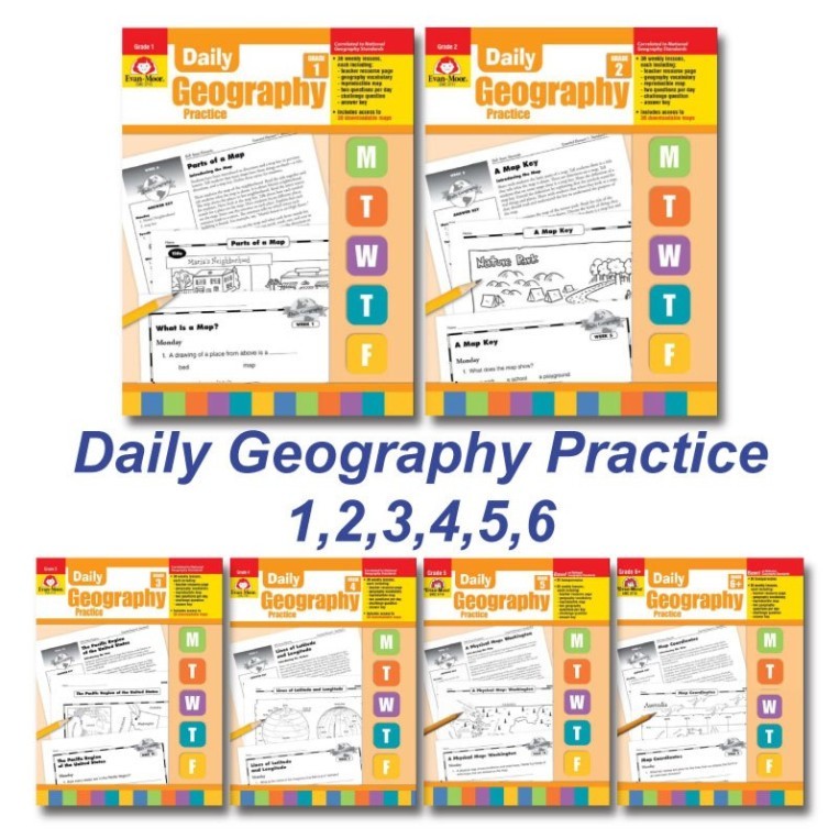 Sách - Daily Geography Practice Grade 1,2,3,4,5,6 - bản in khổ A4 ...