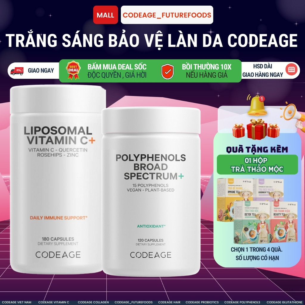 Bộ Đôi Codeage CF#3 - Chống Nắng, Tăng Đề Kháng Bảo Vệ Cơ Thể Toàn Diện Polyphenols + Vitamin C ...