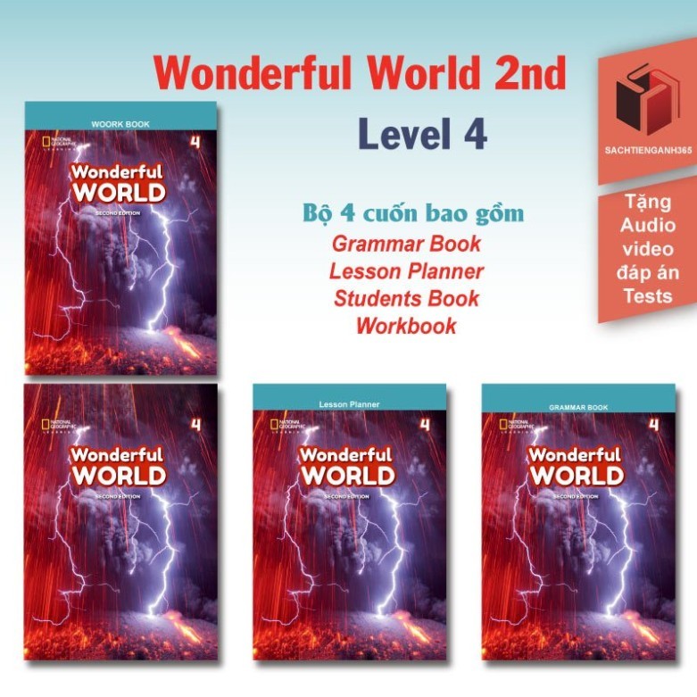 Sách - Wonderful World 2nd - bộ 4 cuốn level 4 - Bản in màu - tặng ...