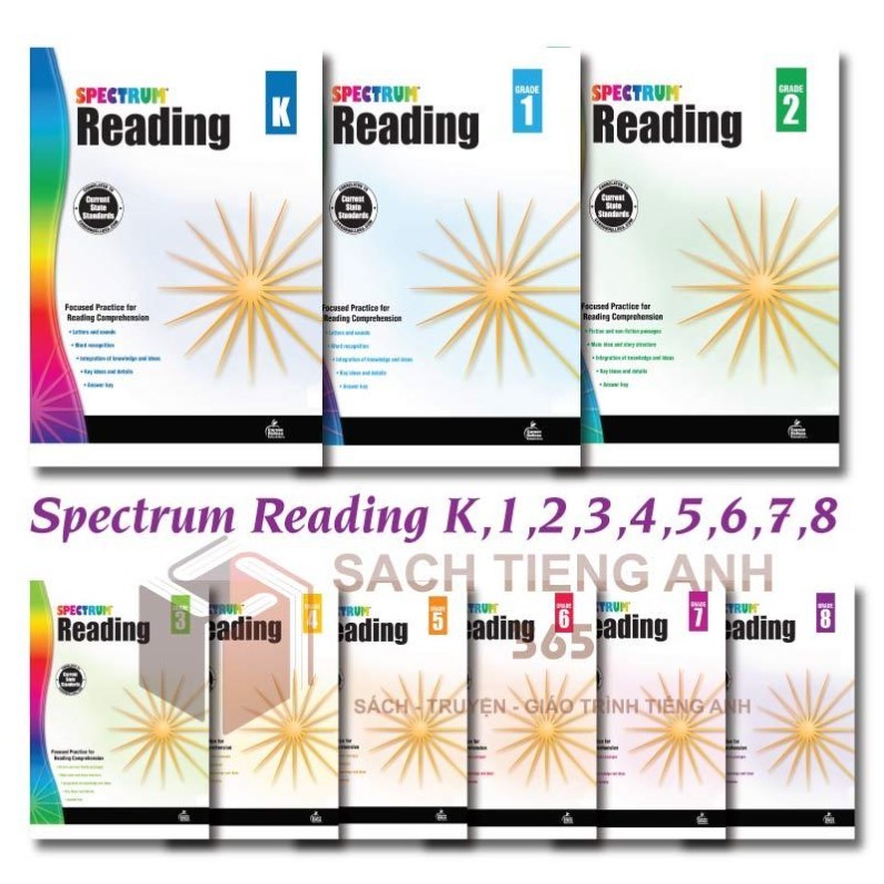Sách Luyện Đọc Spectrum Reading - Grade K,1,2,3,4,5,6,7,8 - Khổ A4 in ...