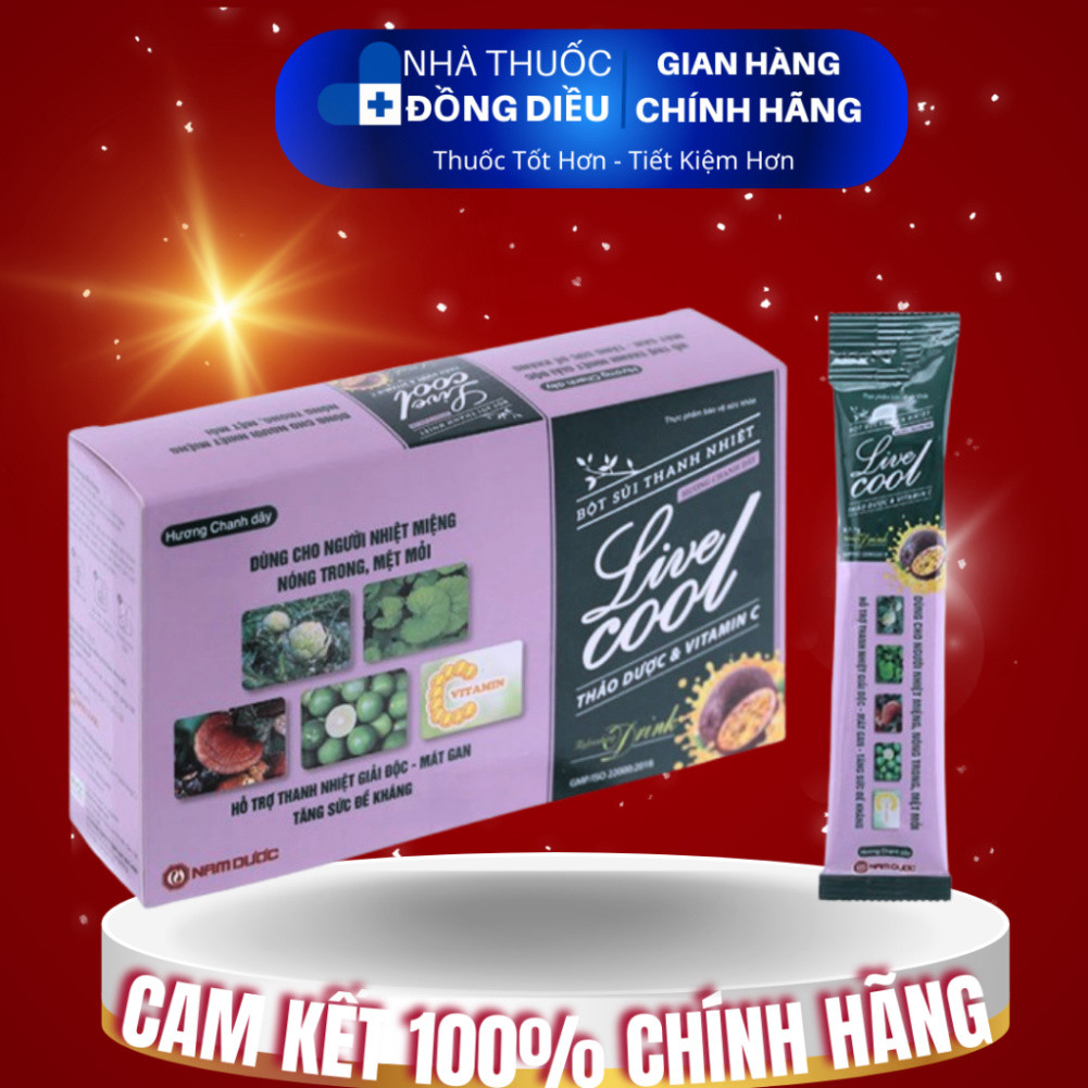 Bột sủi Live Cool Hương Chanh Dây hỗ trợ thanh nhiệt, mát gan hộp 10 ...