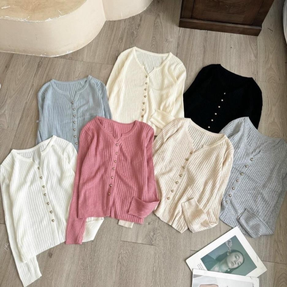 Áo len cardigan dệt kim cúc đồng tay dài nhiều màu AO55 | Shopee Việt Nam