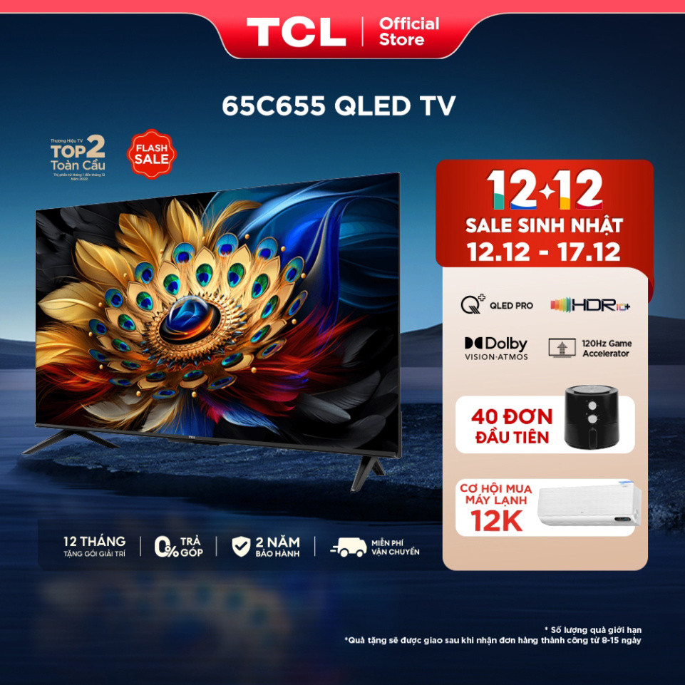 [Shopee - Lắp đặt 0Đ HN HCM] Google TV TCL QLED 4K UHD 120Hz - Tivi 65'' - 65C655 - Tivi cao cấp ...