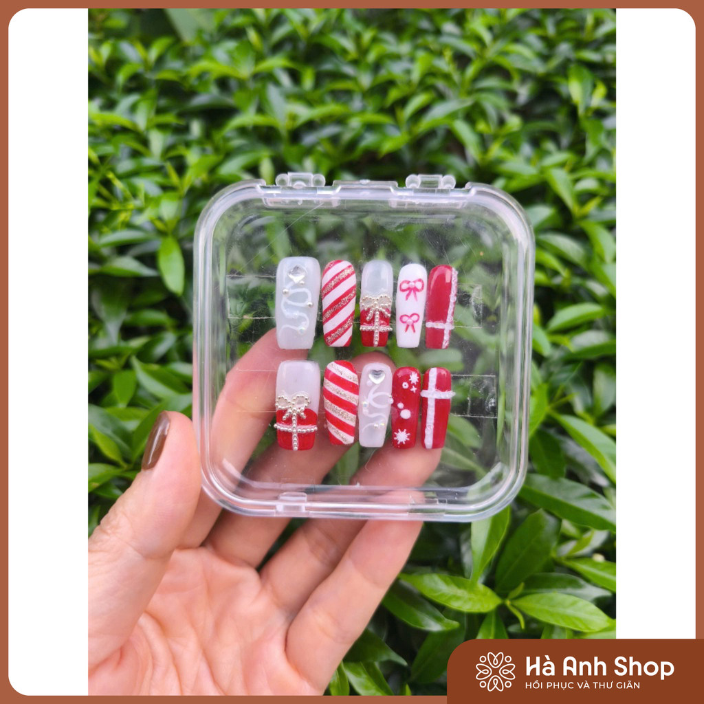 Nailbox Giáng Sinh, Form Móng Dài, Họa Tiết Vẽ Tỉ Mỉ, Dập Nổi, Kiểu ...