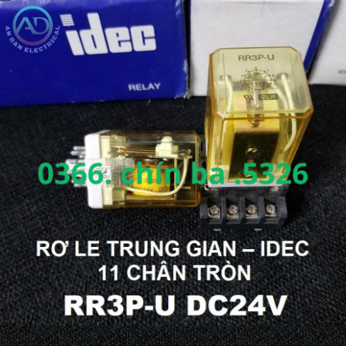 Rơ le trung gian IDEC, RR2P-U (8 chân tròn) RR3P-U (11 chân tròn) 24VDC 220VAC, Relay Idec ...