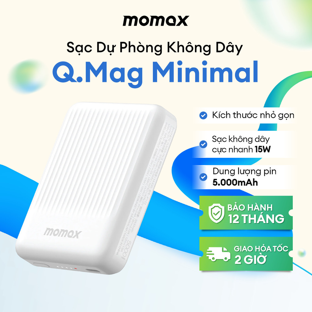 Pin Dự Phòng Không Dây Từ Tính 10.000mAh MOMAX Q.Mag Minimal 2 Thanh Lịch | Thiết Kế Nhỏ Gọn ...
