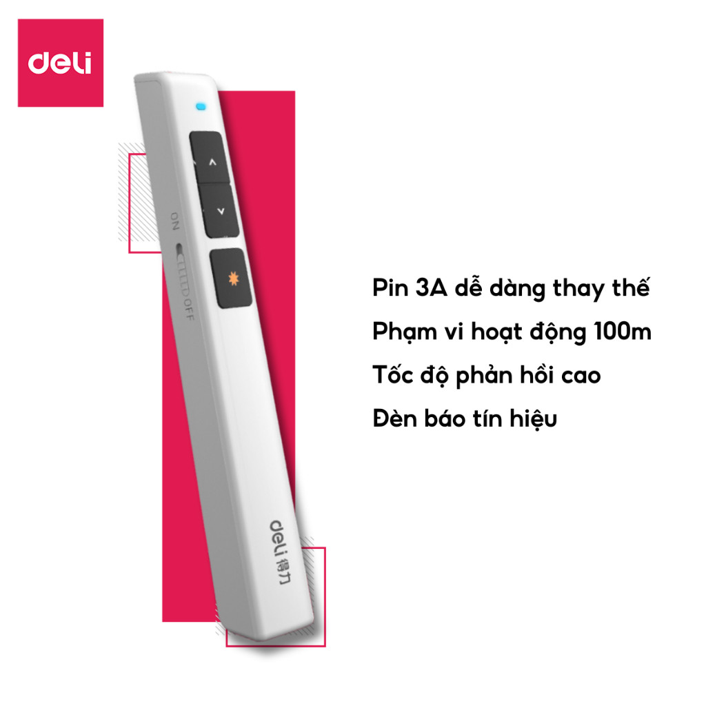 Bút chuyển Slide, bút trình chiếu, đèn laser DELI 2802 | Shopee Việt Nam