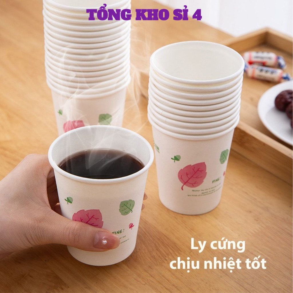 Cốc giấy dùng 1 lần, SET 50 cốc giấy gấu trúc nhập khẩu dùng 1 lần chịu ...