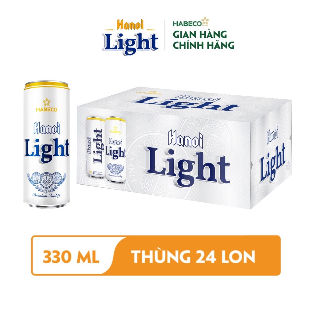 Thùng 24 lon Bia Hanoi Light - HABECO (330ml/lon) | Shopee Việt Nam