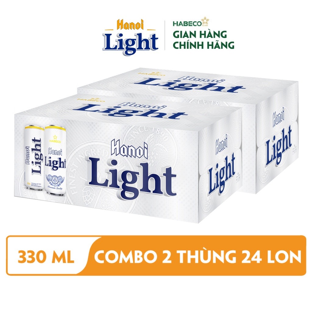 COMBO 2 Thùng 24 lon Bia Hanoi Light – HABECO (330ml/lon) | Shopee Việt Nam