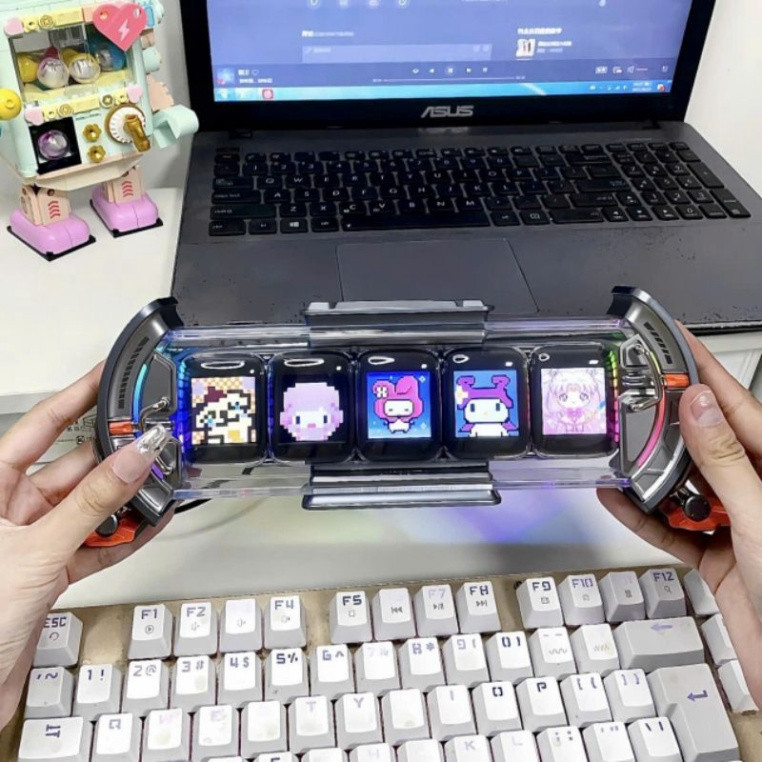 Đồng hồ Divoom Time gate Cyberpunk 5 màn hình LCD đủ màu chính hãng 12 ...