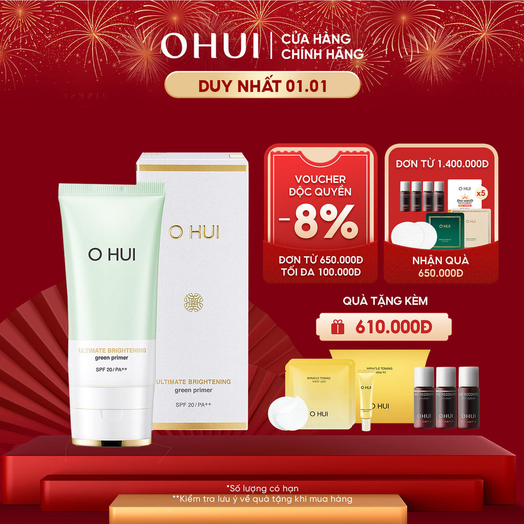 Kem lót nâng tông che phủ vết mụn ửng đỏ OHUI Ultimate Brightening ...