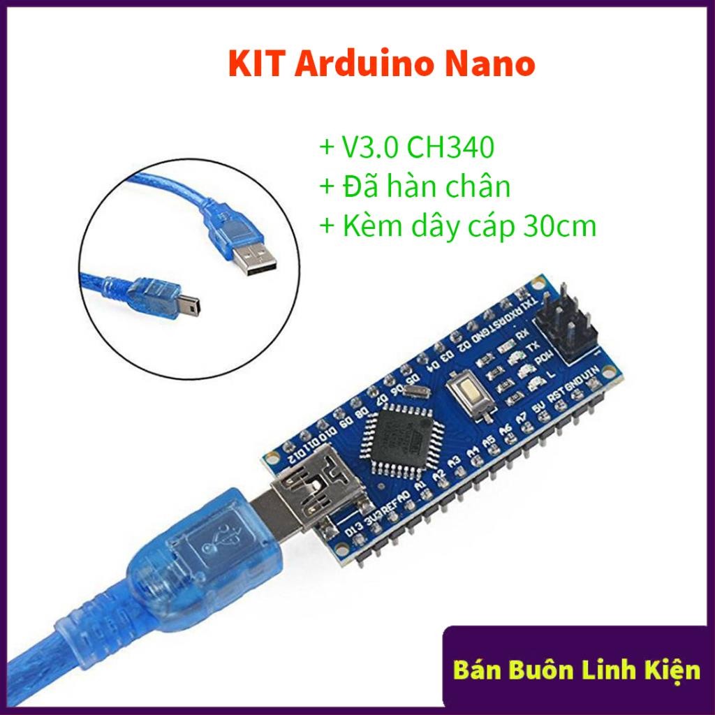 KIT Arduino Nano V3.0 CH340 Có kèm cáp Mini USB - Kit Nano Atmega328P ...