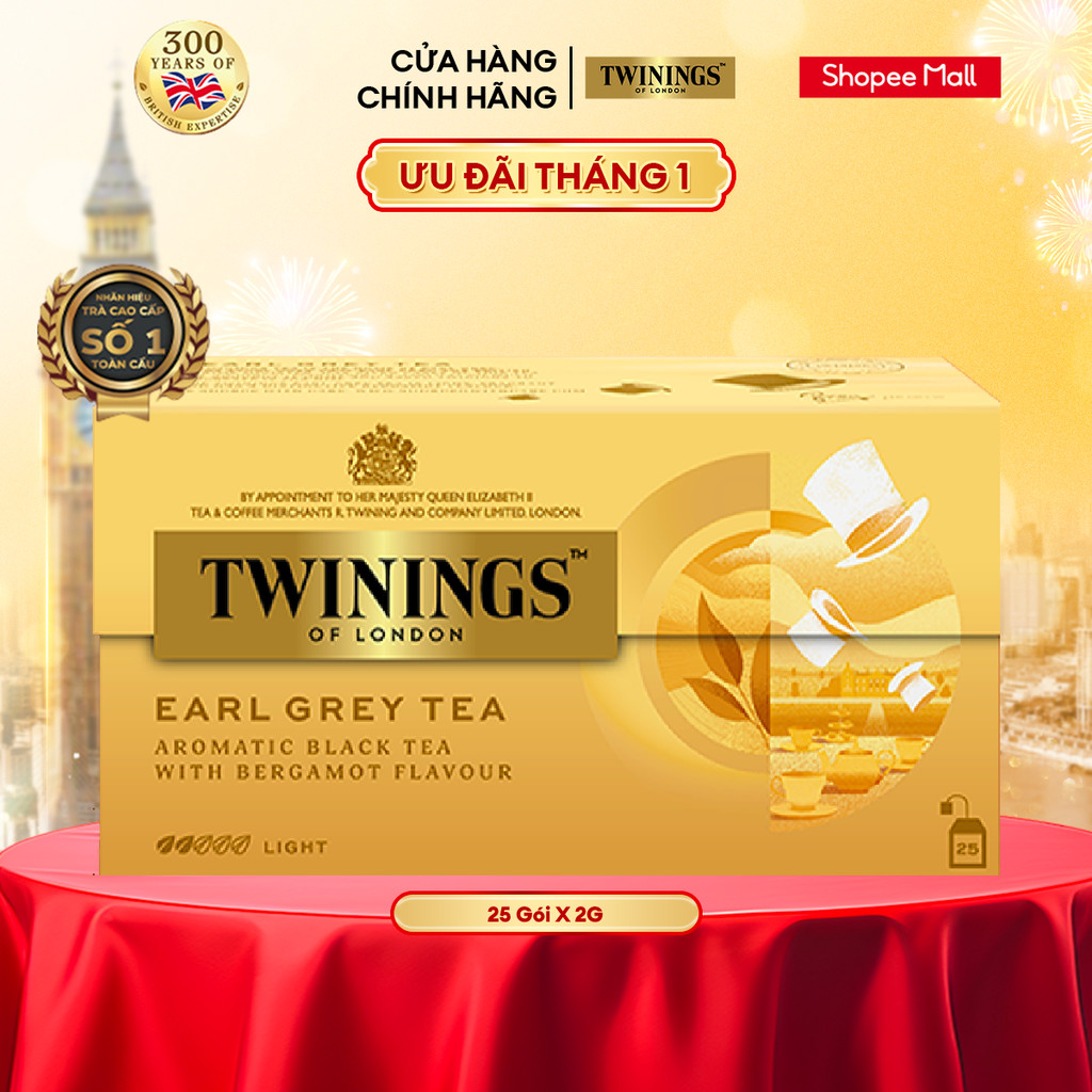 Trà Túi Lọc Bá Tước Twinings Earl Grey 25 gói x 2g | Shopee Việt Nam