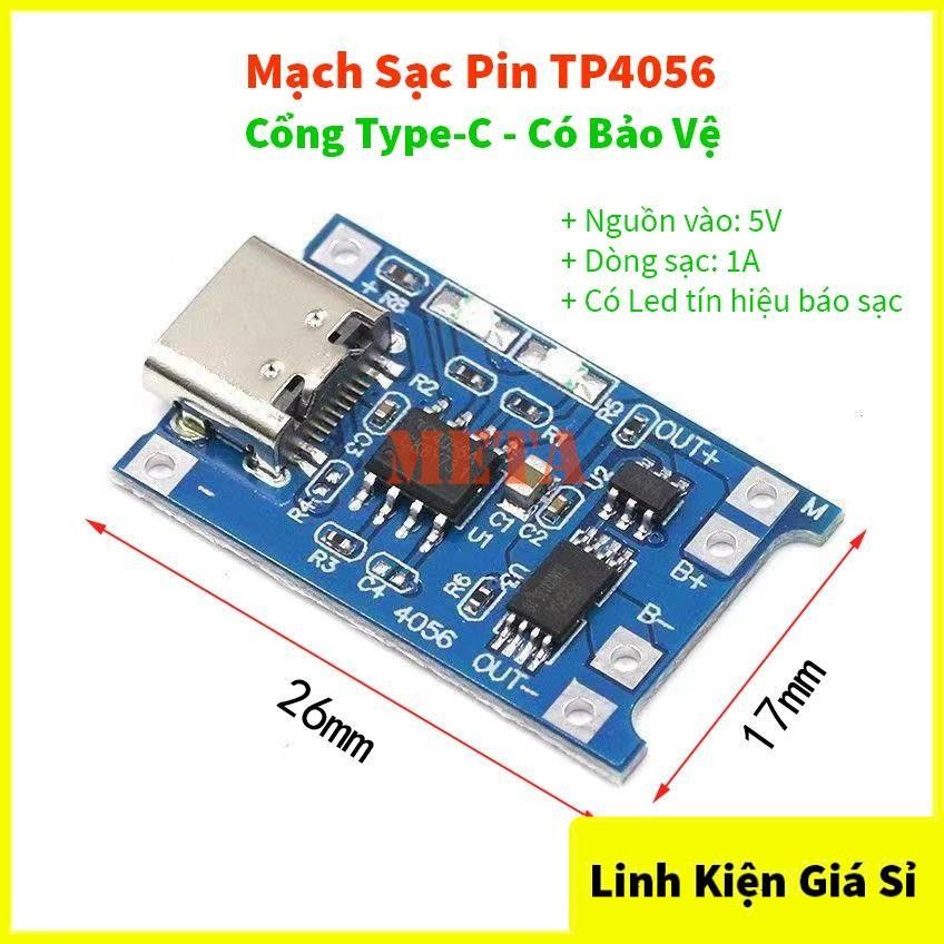 Mạch Sạc Pin TP4056 Cổng TYPE-C USB Có bảo vệ - Mạch Sạc Pin Lithium ...