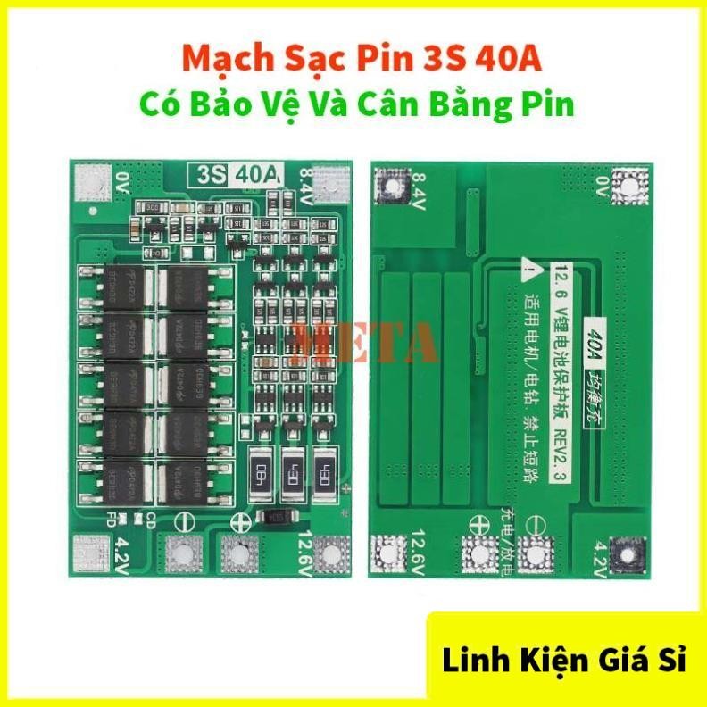 Mạch Sạc Pin 3S 12V-40A Sạc cân bằng và bảo vệ pin 18650 / Li-ion 3.7v ...