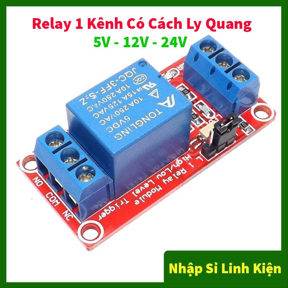 Module Relay 1 Kênh 5V 12V 24V Có Opto Cách Ly, Bảng Mạch Đỏ, Kích Mức ...