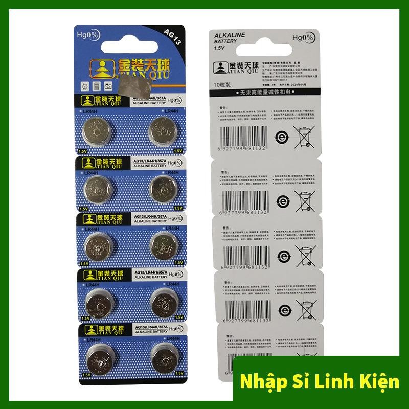 [VỈ 10 PIN] Pin Cúc Áo LR44 AG13 CX44 SR44 357A A76 Alkaline Dung Lượng ...