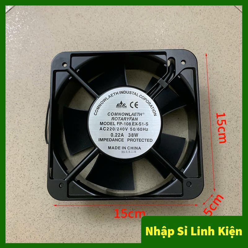 Quạt tản nhiệt 220V 0,22A 38W khung kim loại siêu bền, quạt hút mùi kích thước 15x15x5cm ...