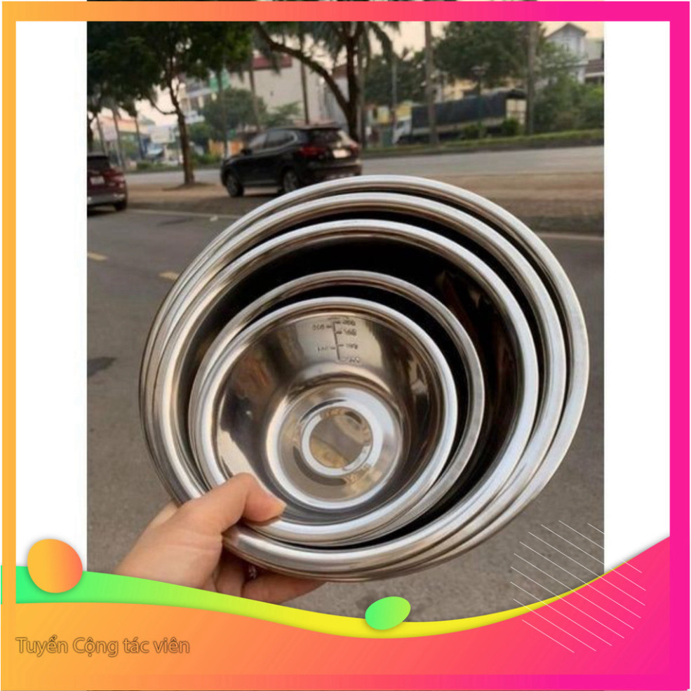 Set 5 thau INOX 304 trộn dày dặn siêu bền | Shopee Việt Nam