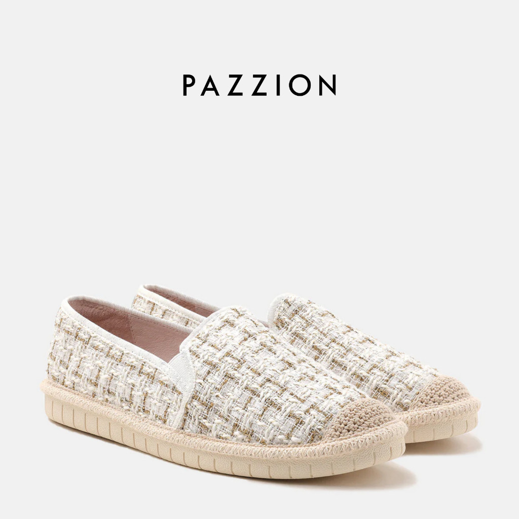 Giày lười vải tweed PAZZION Margot Tweed Lace-up Espadrilles | Shopee ...