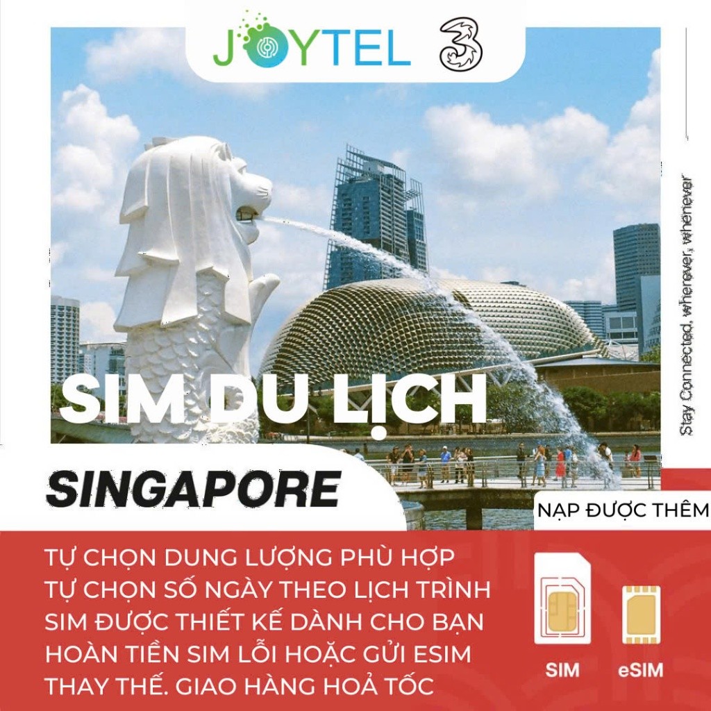 [MUA TỪ 2 GIẢM 10%] Sim du lịch Singapore Malaysia tốc độ cao dùng mạng Joytel thiết kế theo ...