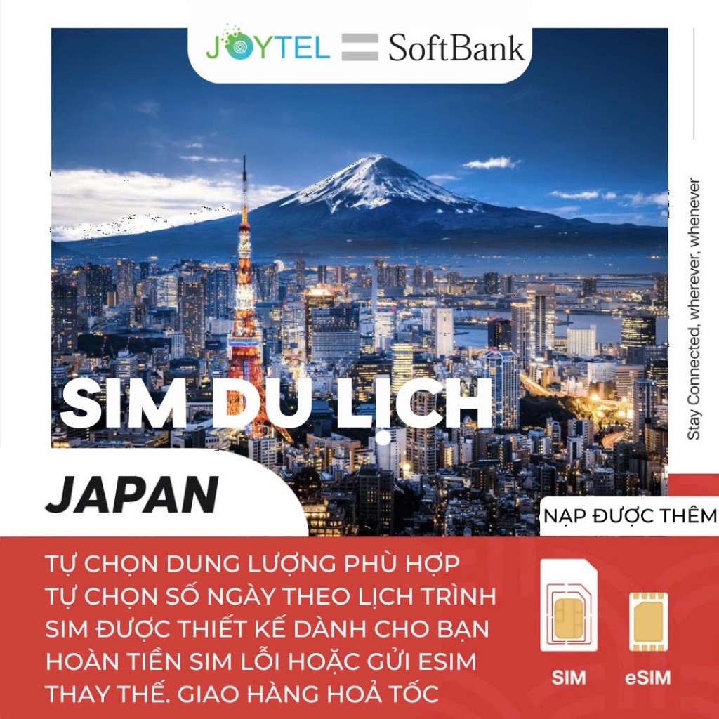 [MUA TỪ 2 GIẢM 10%] Sim du lịch Nhât Bản tốc độ cao dùng mạng Joytel thiết kế theo hành trình du ...