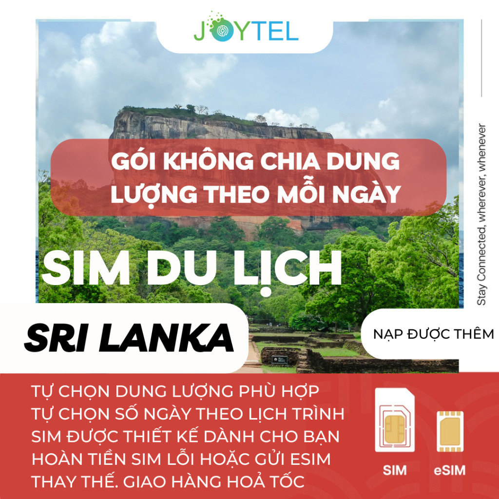 [GIẢM 20% CHO SIM THỨ 2] Sim du lịch Srilanka Sri Lanka tốc độ cao ...