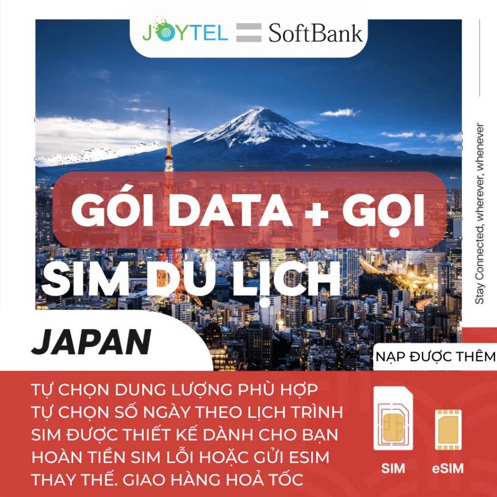 [GIẢM 20% CHO SIM THỨ 2] Sim du lịch Nhật Bản tốc độ cao dùng mạng ...