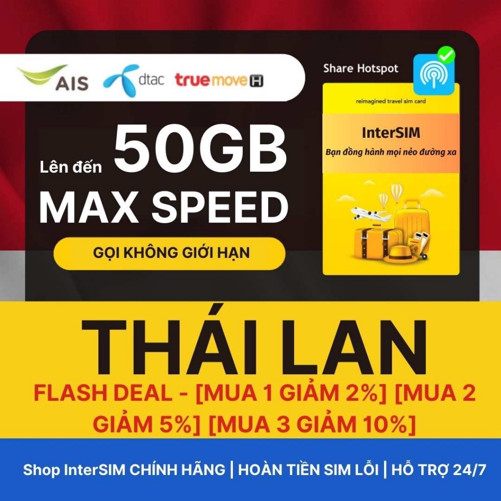 【Sim du lịch Thái Lan】【Nhà mạng Dtac Truemove AIS】【Internet tốc độ cao ...