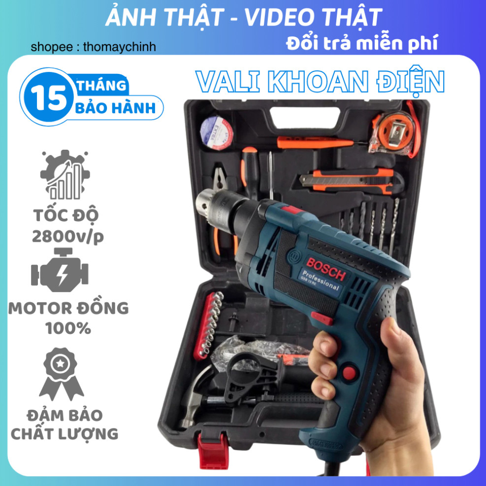 [Chính hãng] Máy khoan điện Bosh Công Suất 1200W - Máy khoan tường, sắt, gỗ - Đầu 13 ly RE - Đầy ...