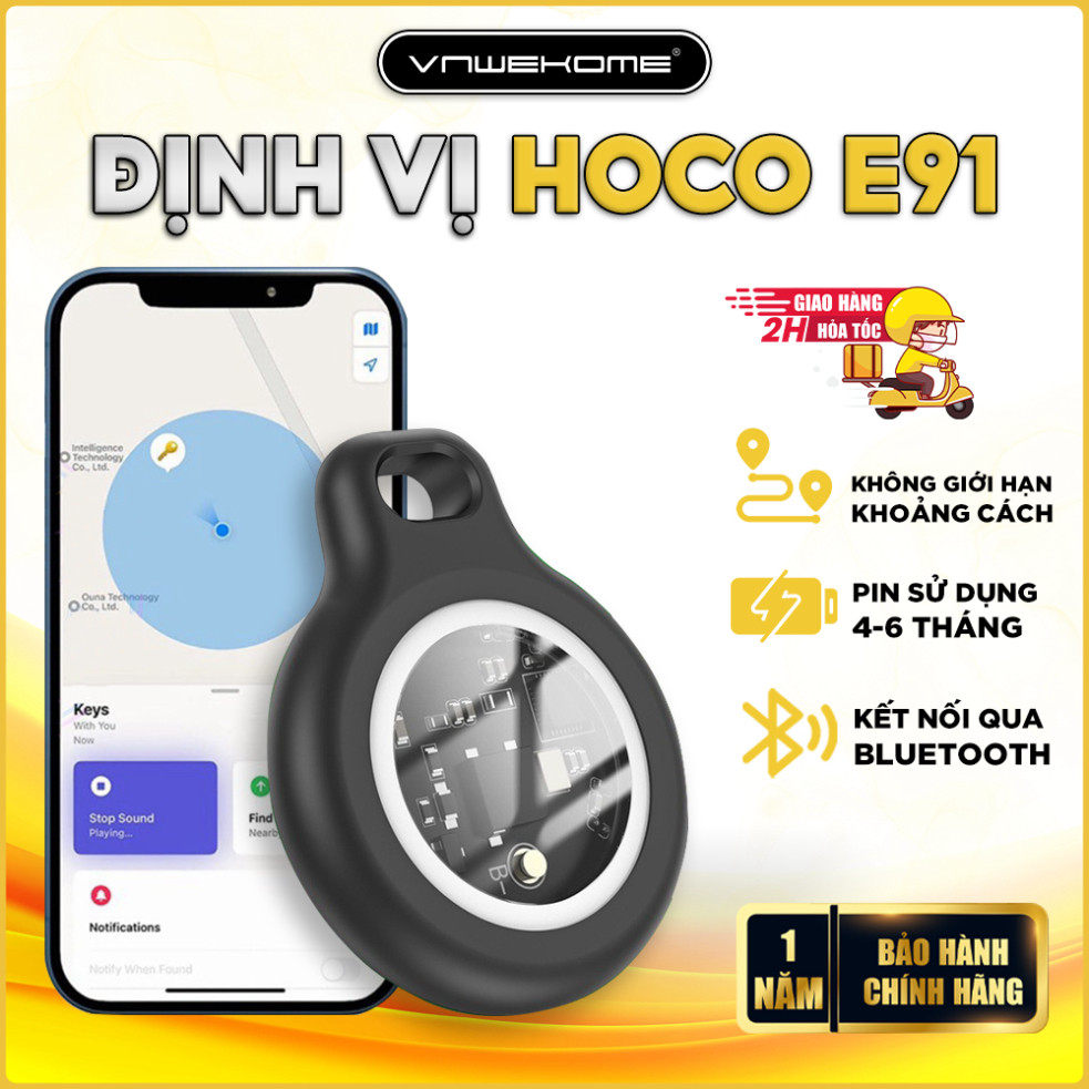 [CHÍNH HÃNG] Định Vị GPS Hoco E91 Theo Dõi Oto, Xe Máy, Tìm Chìa Khóa, Đồ Vật, Ví, Thú Nuôi , Vk ...